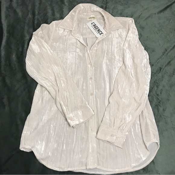 L'AGENCE | Tops | Lagence Long Sleeve Blouse In Ivory Size Xst ...
